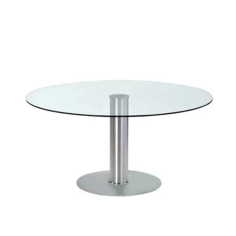 Round Glass Table with Stainless Leg - Glass Table