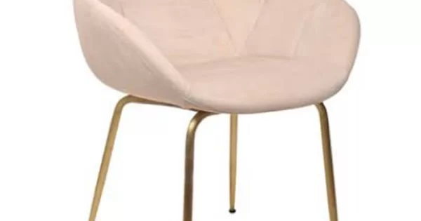 Modern Metal Chair with Brass Legs and Cream Fabric Upholstery - Metal ...